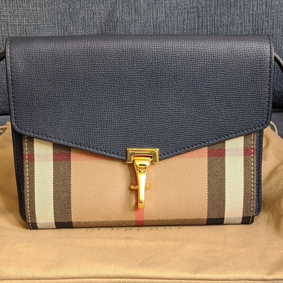Burberry | Bags | Burberry Small Macken House Check Crossbody Navy ...